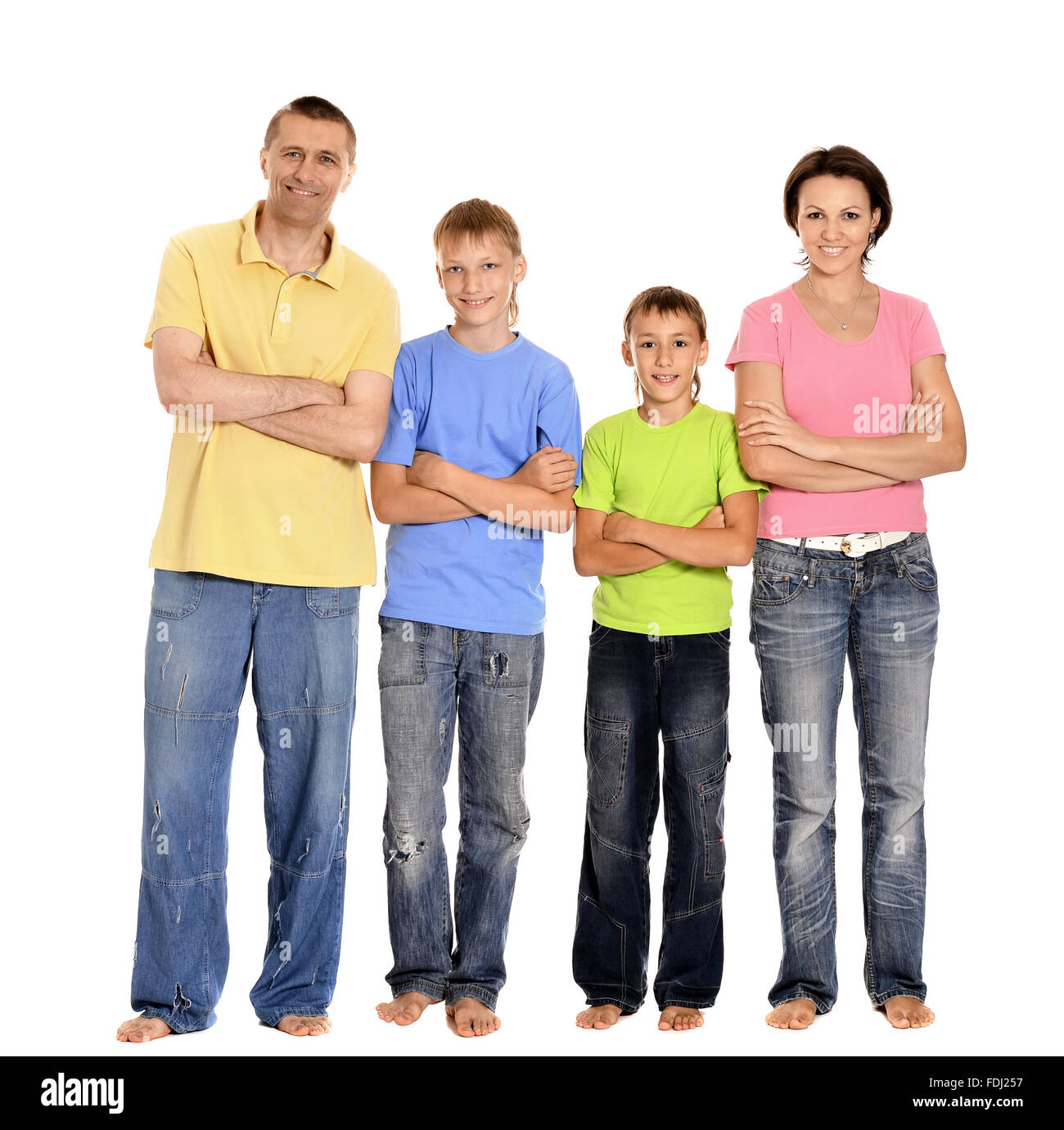 Happy family of four Stock Photo - Alamy