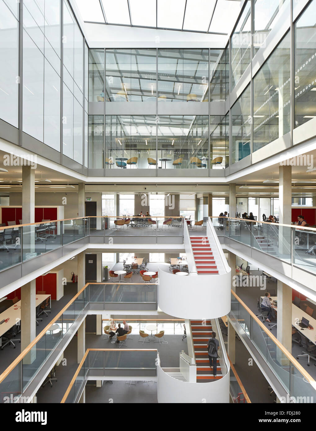 Full-height atrium with staircases and skylight. 5 Pancras Square ...