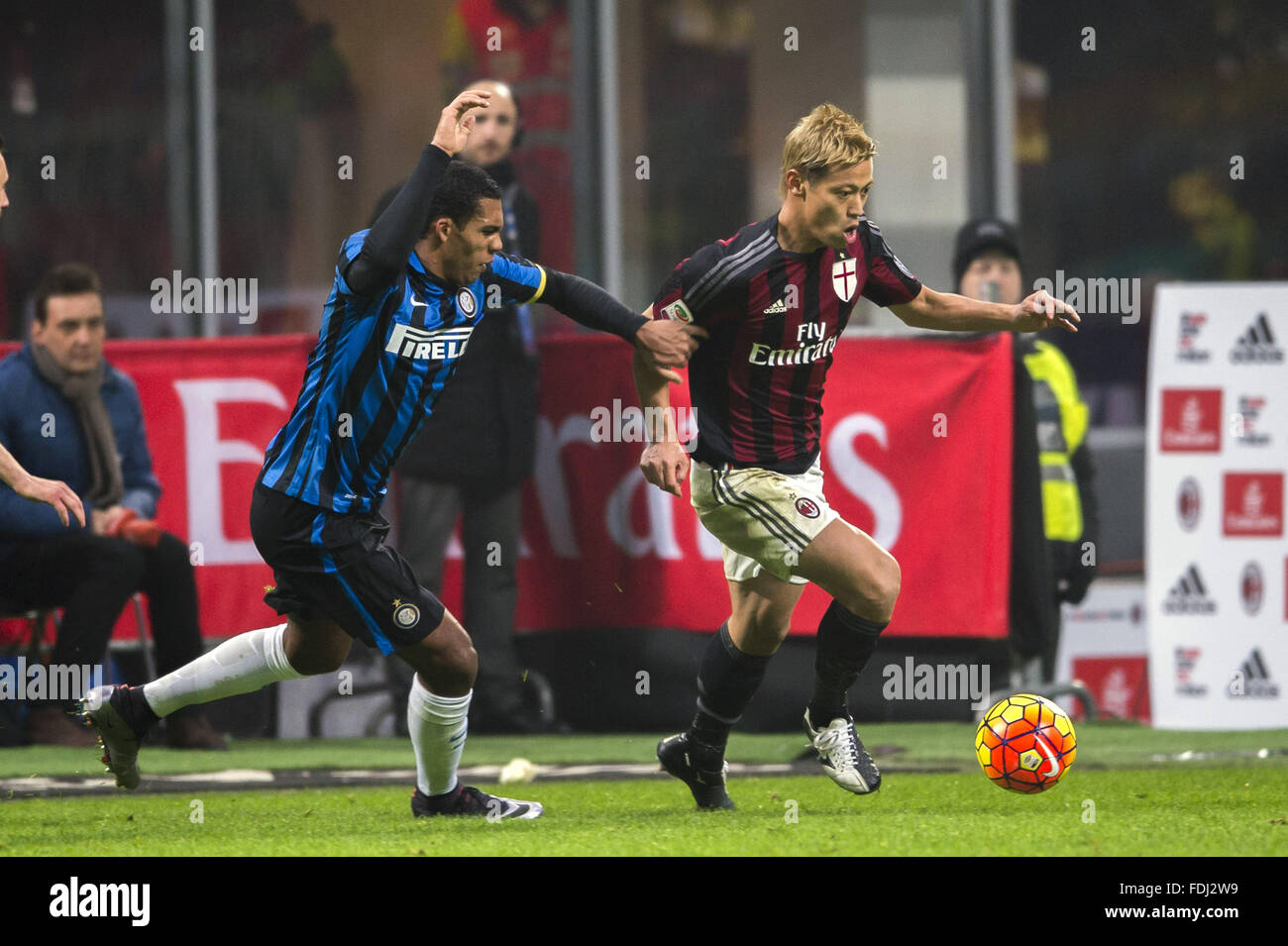 Juan Jesus (Inter), Keisuke Honda (Milan), JANUARY 31, 2016 - Football ...