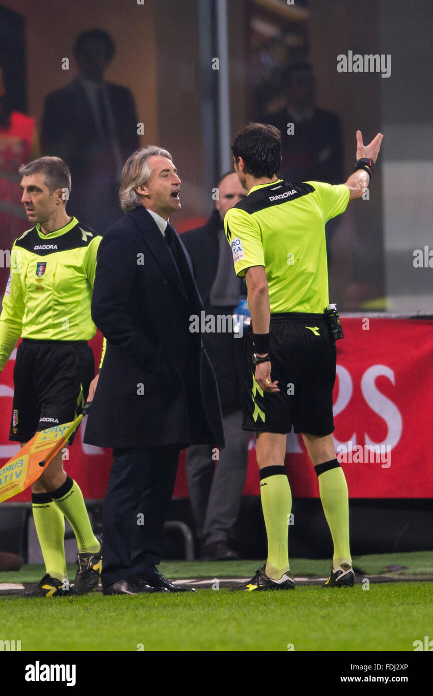 Roberto Mancini (Inter), Antonio Damato (Referee), JANUARY 31, 2016 ...