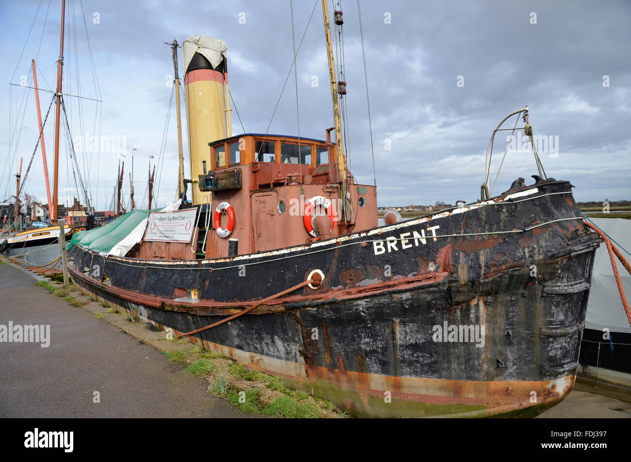 A restored tug boat on the River Blackwater in Maldon, Essex Stock ...
