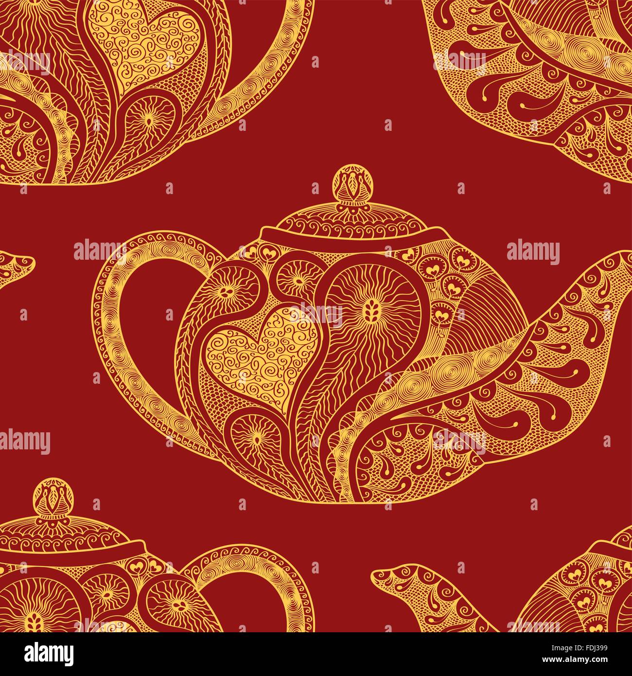 Seamless pattern made of patterned teapots Stock Vector Image & Art - Alamy