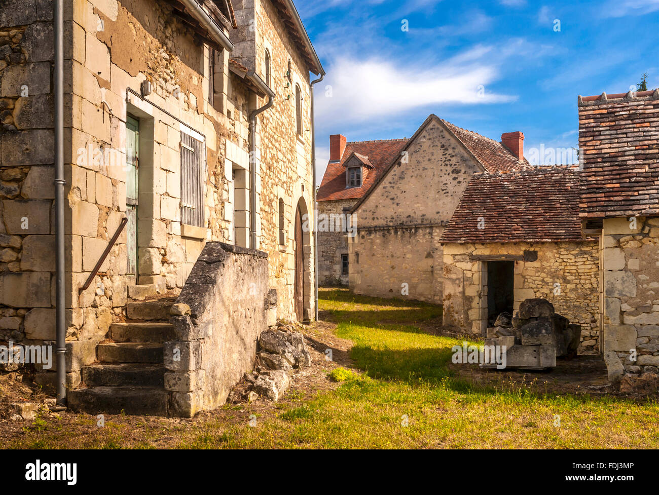 Traditional old stone village houses and barn - France Stock Photo - Alamy