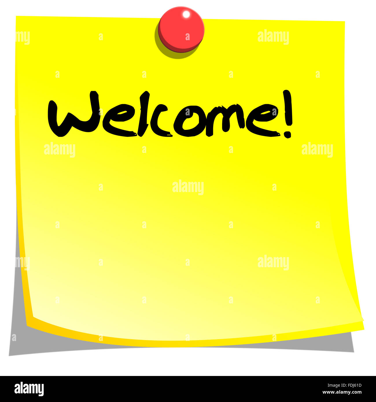 Yellow sticky note - Welcome! Stock Photo - Alamy