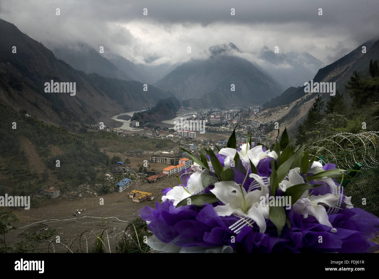 Dammed Lake Shaw Bridge disaster area An County Mianyang City Sichuan ...