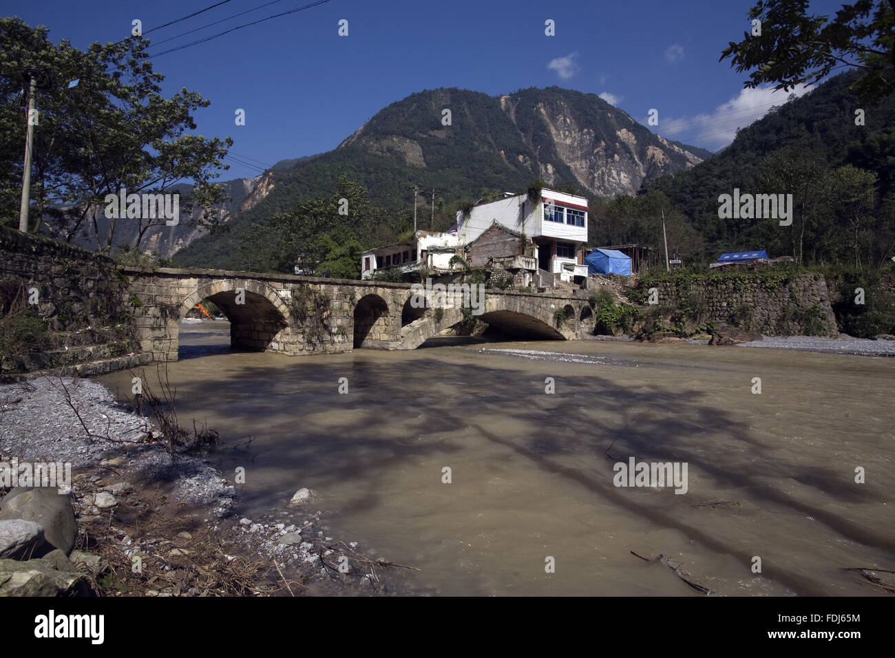 Dammed Lake Shaw Bridge disaster area An County Mianyang City Sichuan ...