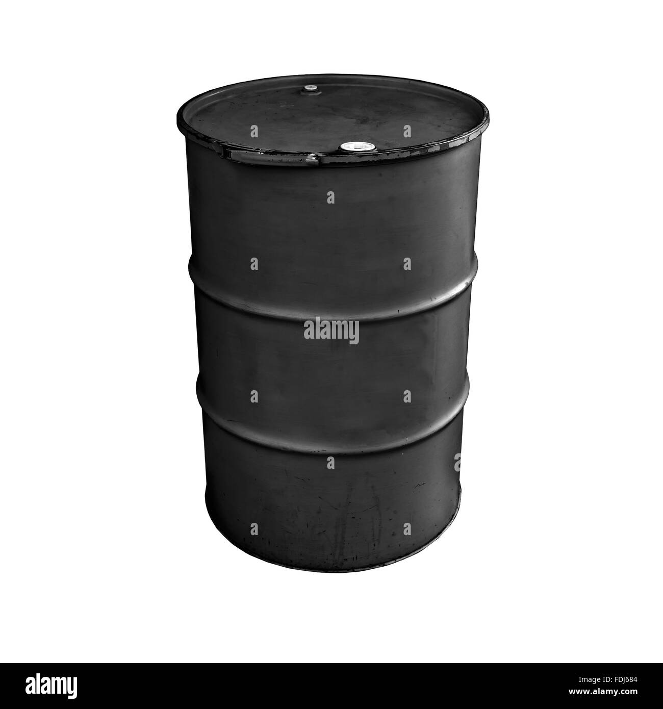 Black metal barrel isolated on white background Stock Photo - Alamy