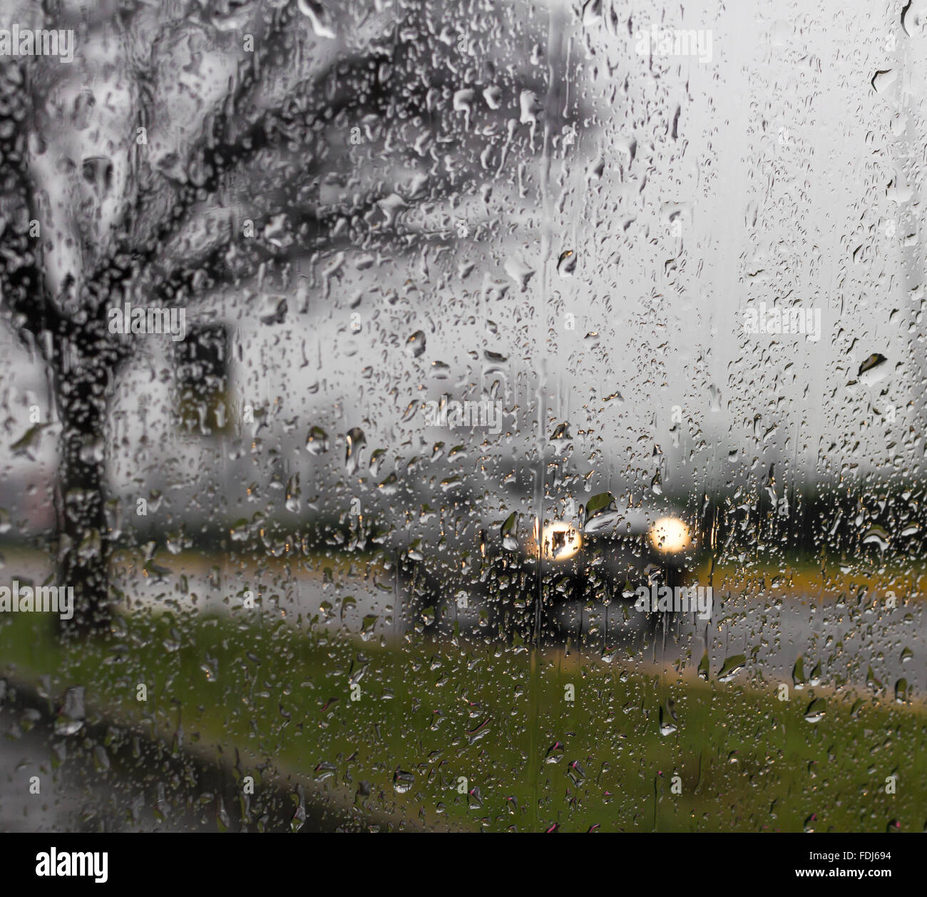 Bad Weather Driving - poor view caused by heavy rain and spray water ...