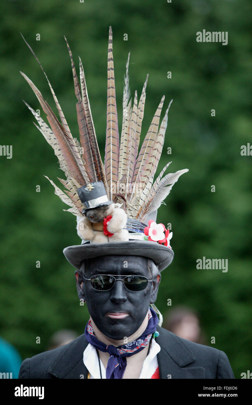 Members of the Alvechurch Black Faced Morris Dancers in action ...