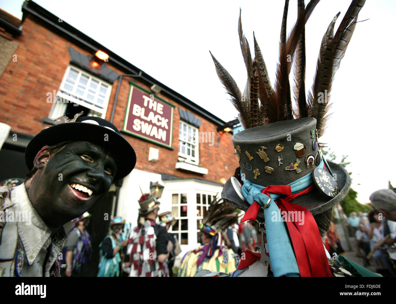 Members of the Alvechurch Black Faced Morris Dancers in action ...