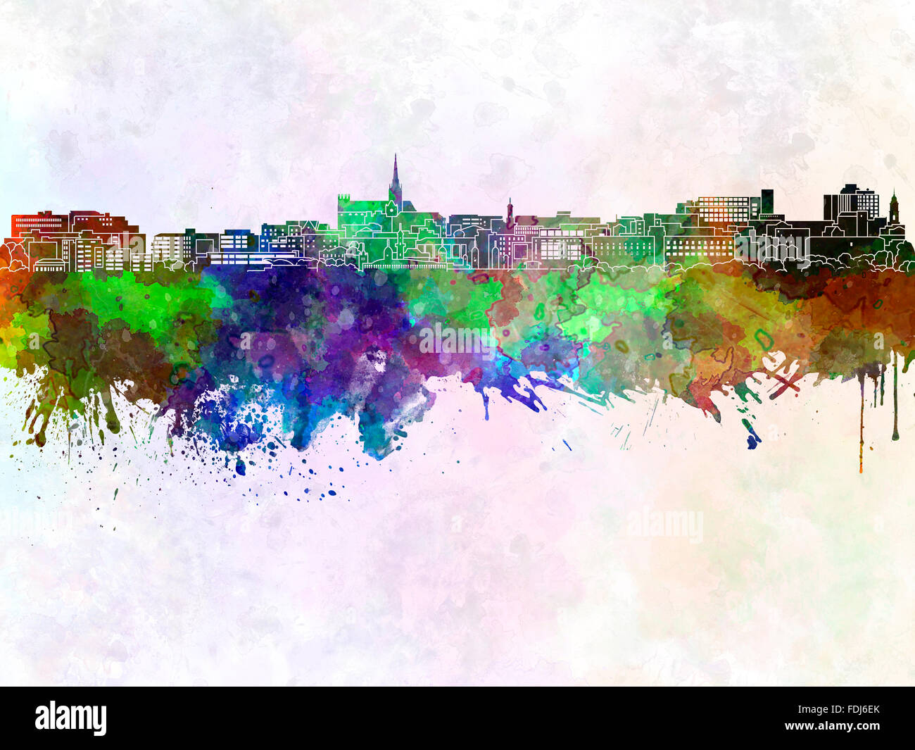 Geelong skyline in watercolor background Stock Photo - Alamy