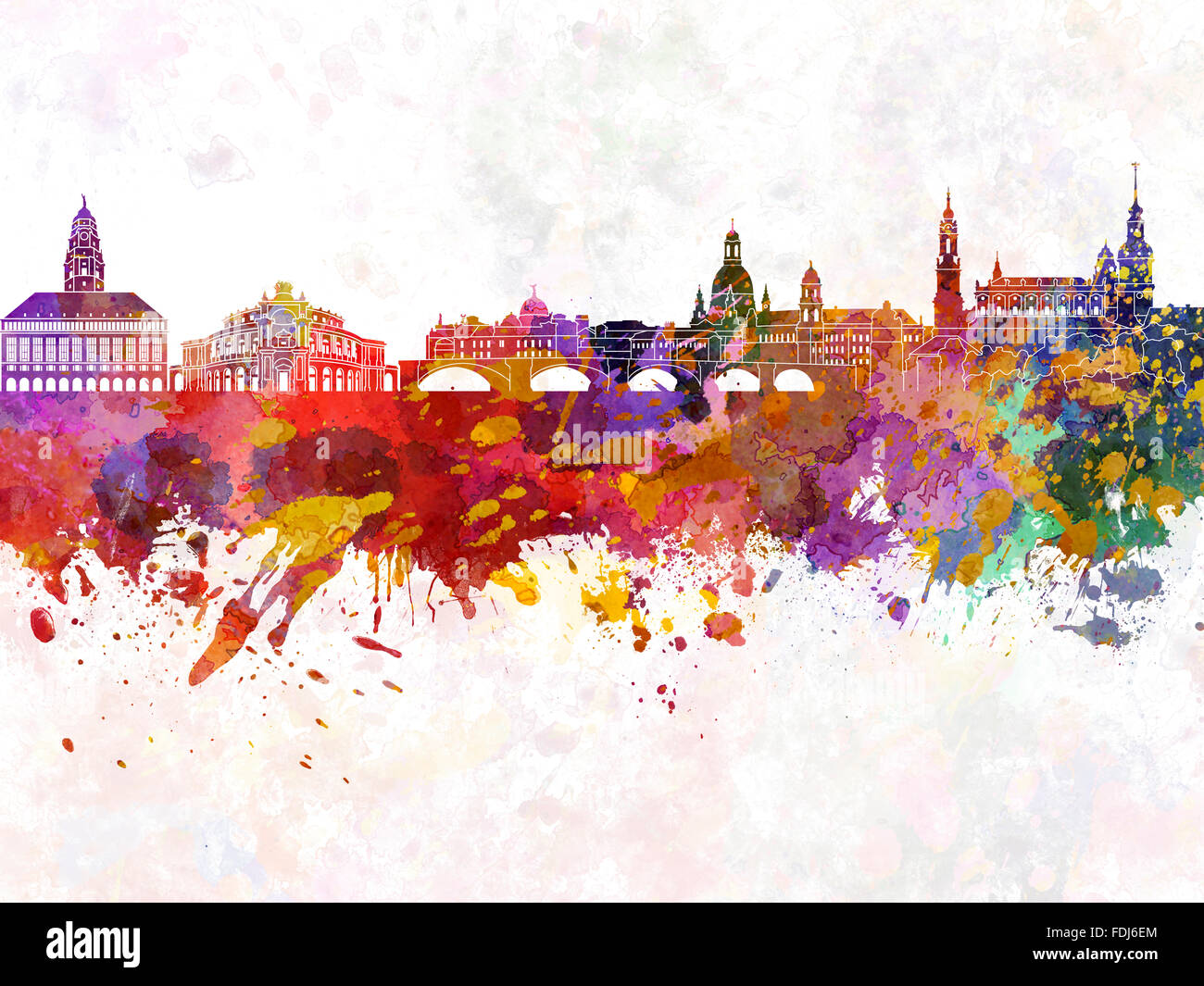 Dresden skyline in watercolor background Stock Photo - Alamy