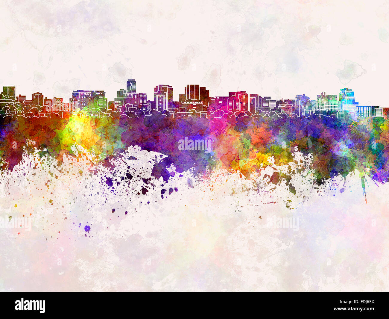 Parramatta skyline in watercolor background Stock Photo - Alamy