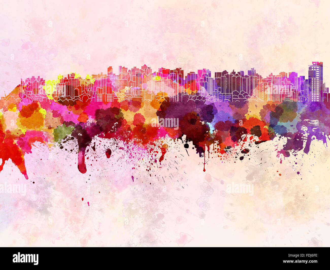 Curitiba skyline in watercolor background Stock Photo - Alamy