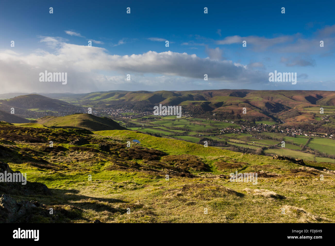 All Stretton and Church Stretton at the foot of the Long Mynd, as seen ...