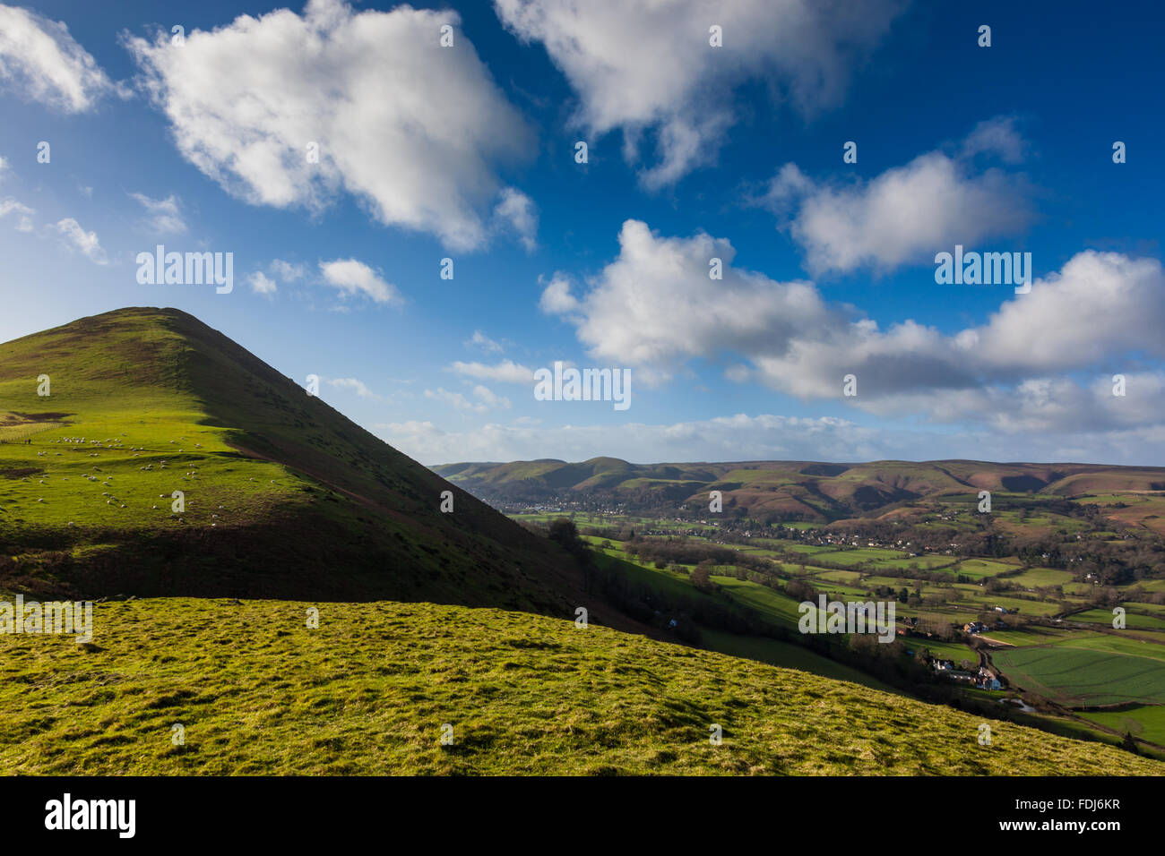 Caer Caradoc and the Long Mynd, as seen from the summit of Little ...