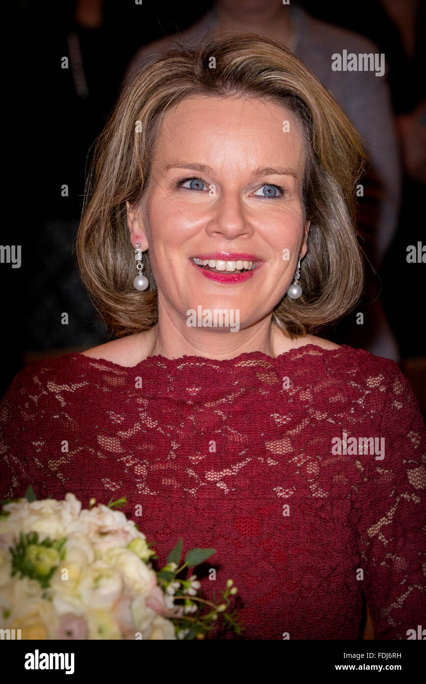 Queen Mathilde of Belgium attend the galaconcert of the Young Belgian ...