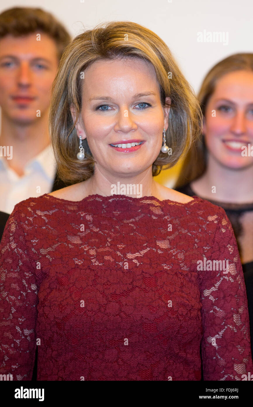 Queen Mathilde of Belgium attend the galaconcert of the Young Belgian ...