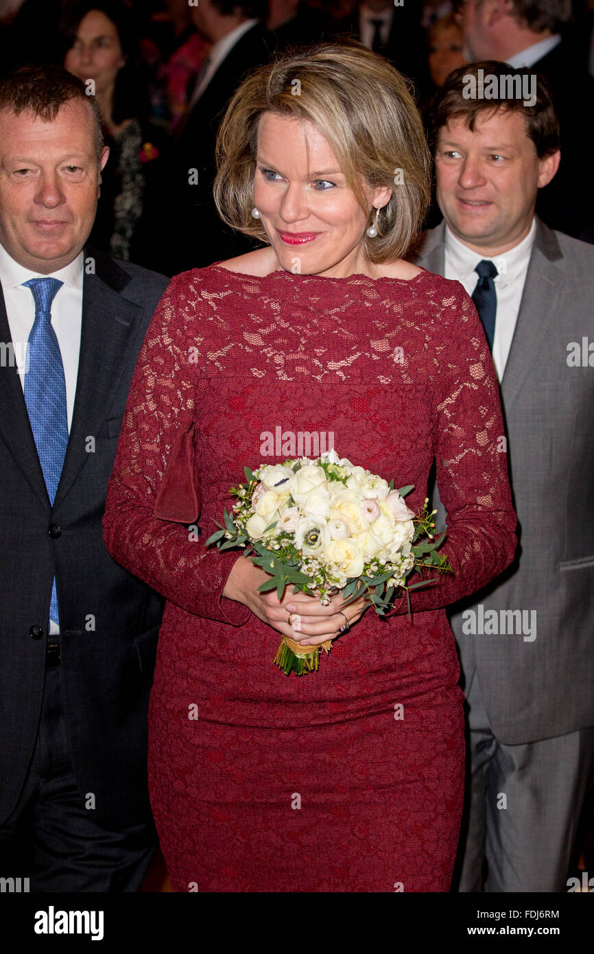 Queen Mathilde of Belgium attend the galaconcert of the Young Belgian ...