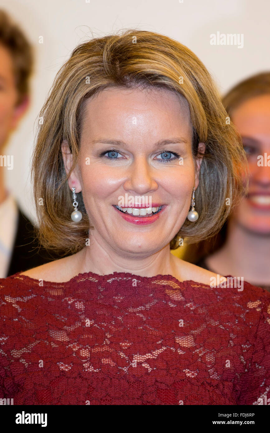 Queen Mathilde of Belgium attend the galaconcert of the Young Belgian ...