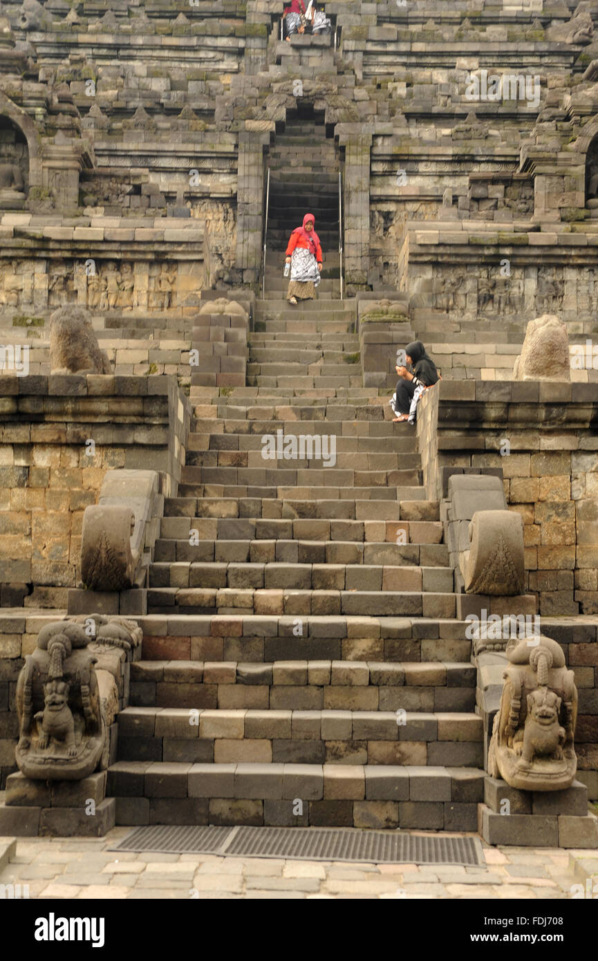 Buddhist temple of Borobudur on Java UNESCO world heritage Stock Photo ...