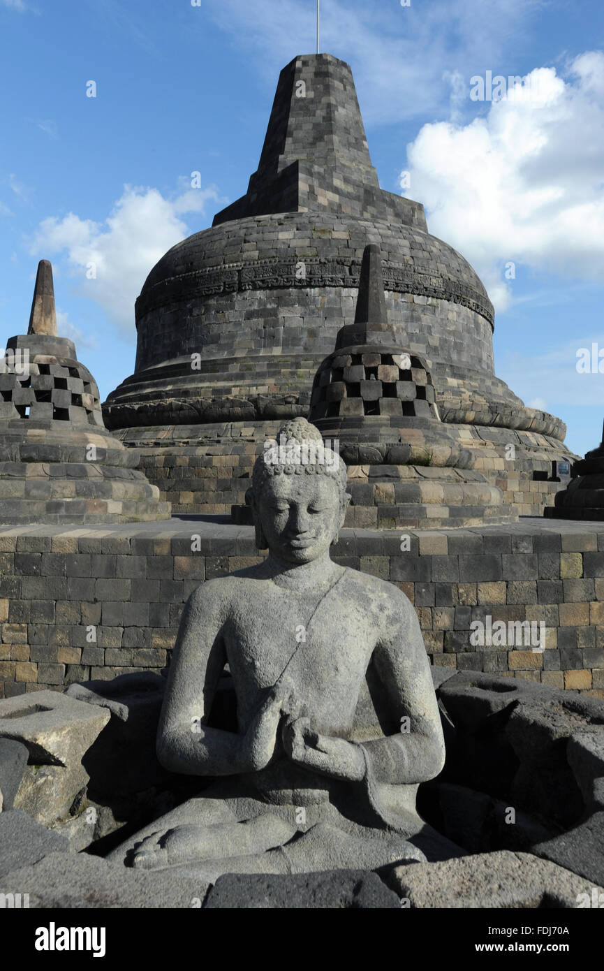 Buddhist temple of Borobudur on Java UNESCO world heritage Stock Photo ...