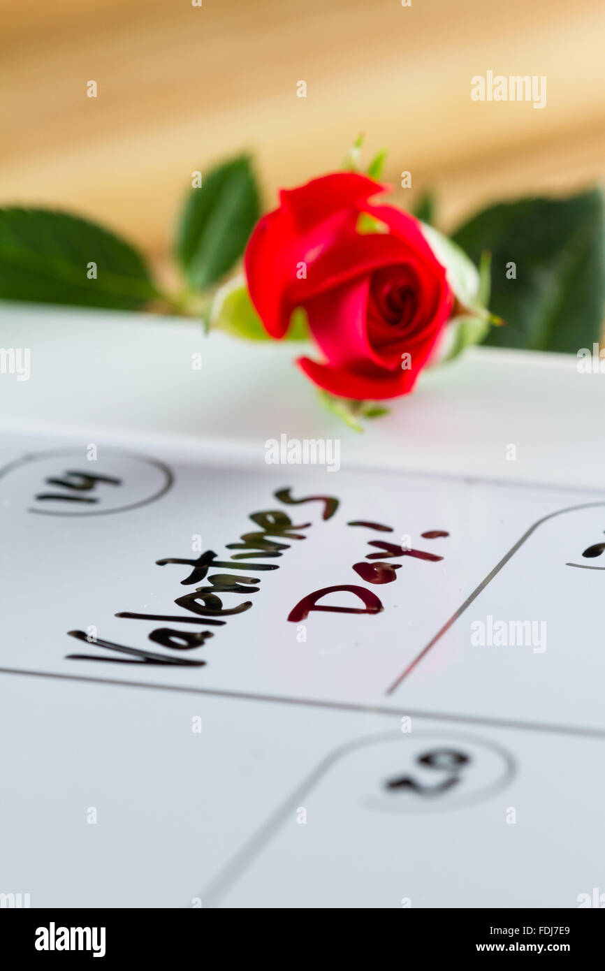 Day planner or calendar with Valentines day marked written on it Stock ...