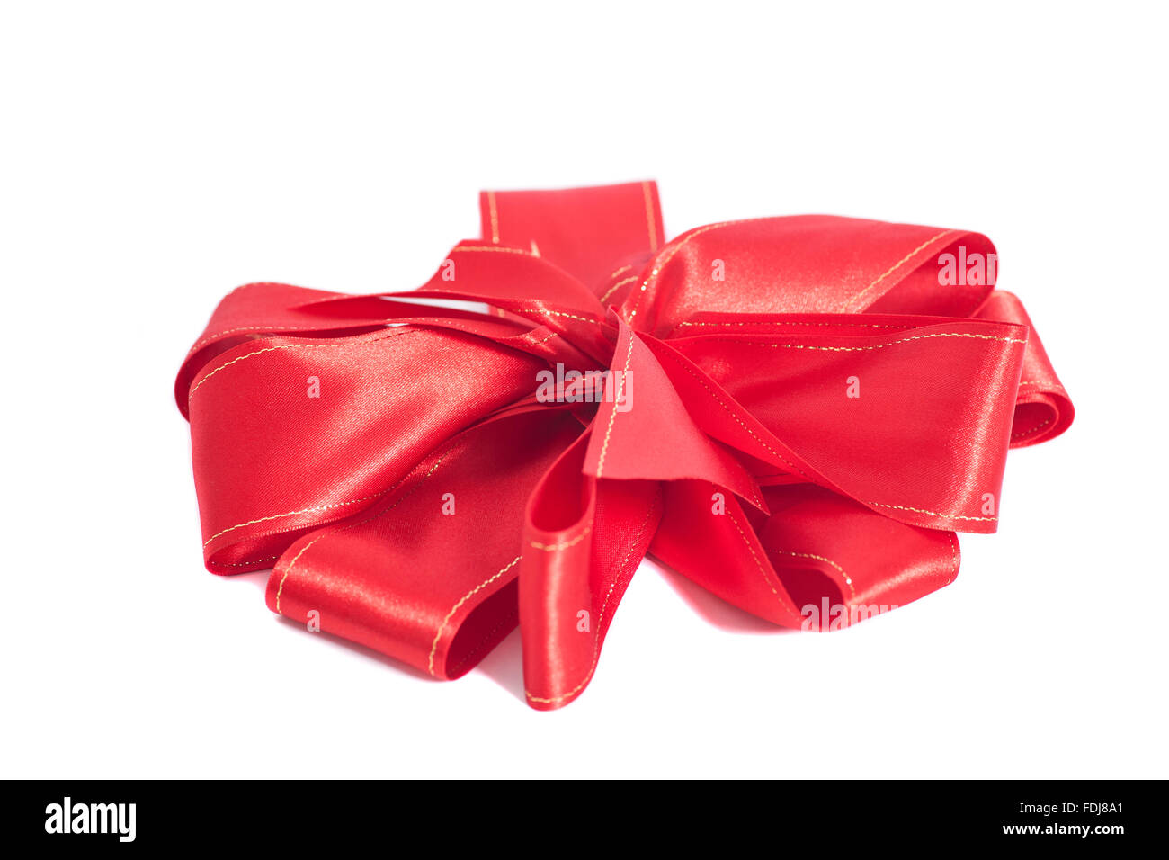 Big Red satin gift bow. Ribbon. Isolated on white background Stock ...