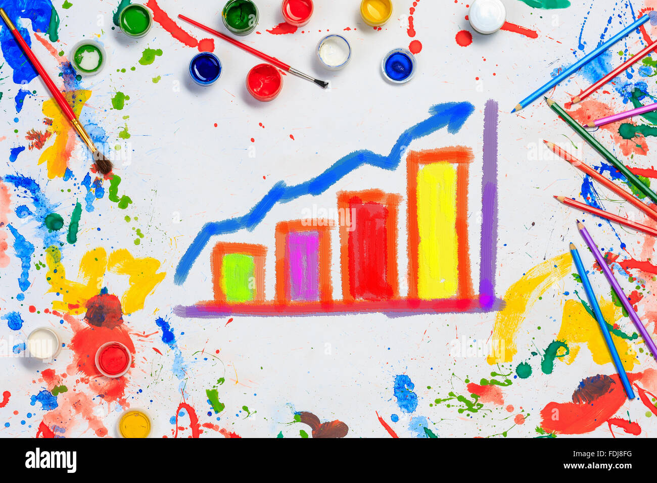 Concept of financial growth with colorful drawing of rising graph Stock ...