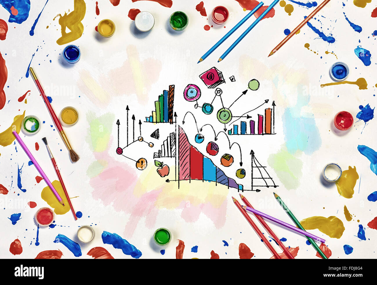 Colorful business sketches and painting creative concept Stock Photo ...