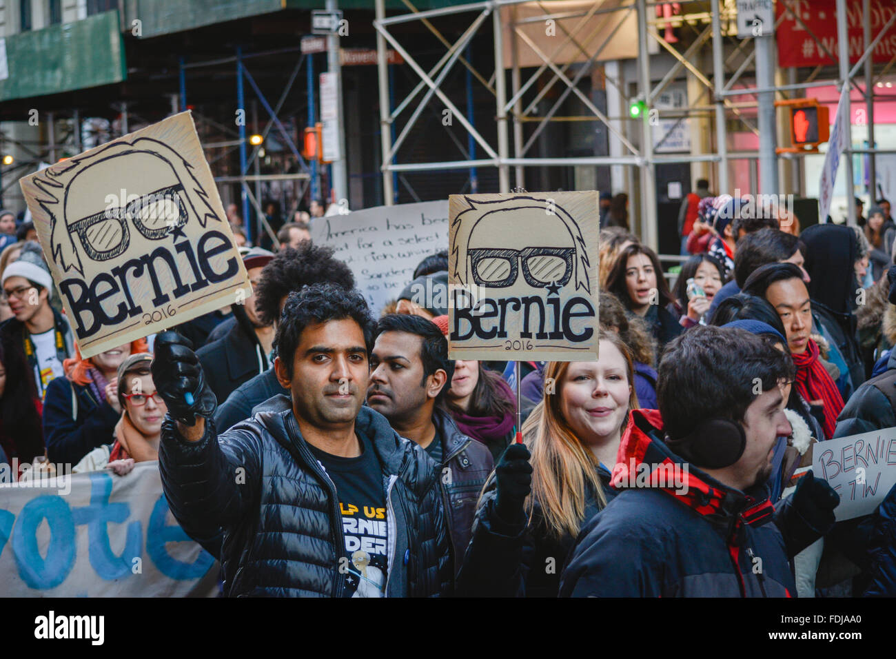 Manhattan, United States. 30th Jan, 2016. March For Bernie NYC began ...