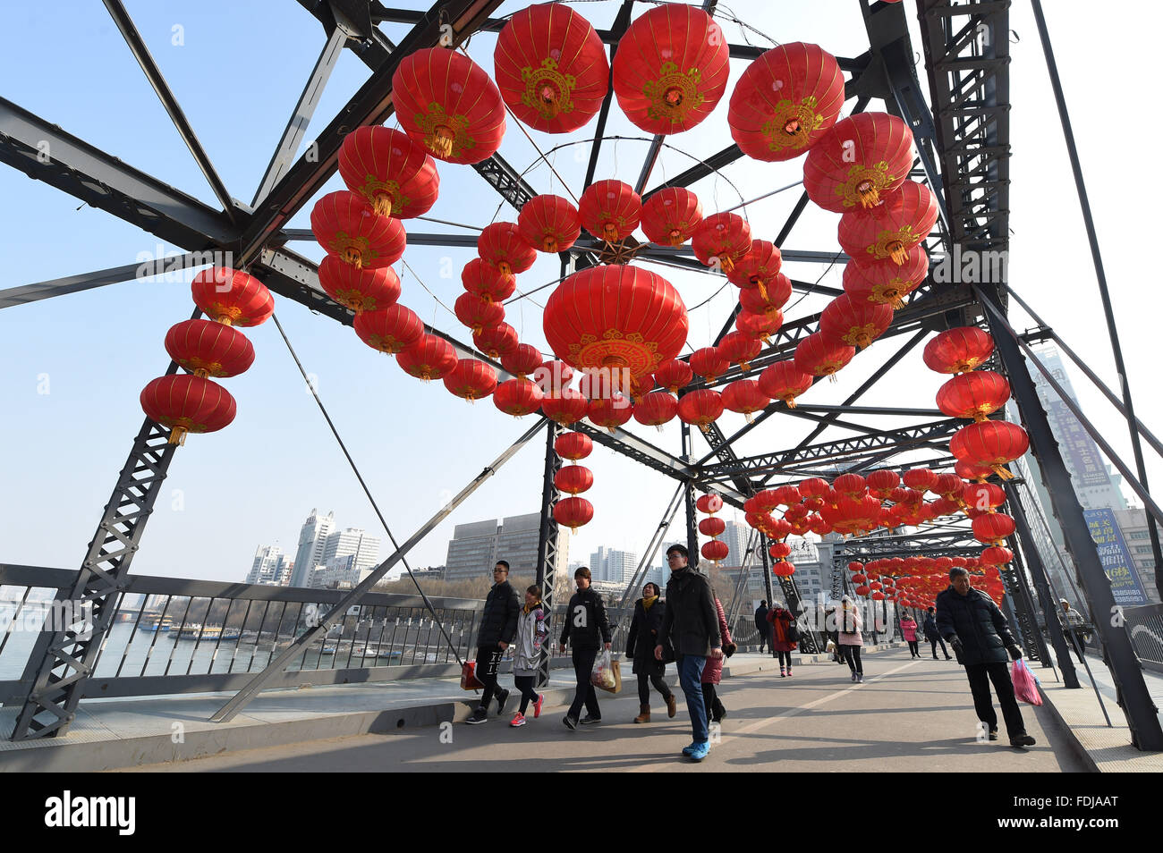 Lanzhou, China's Gansu Province. 1st Feb, 2016. Red lanterns are seen ...