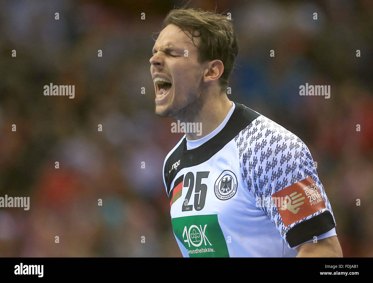 Germany's Kai Haefner reacts during the 2016 EHF European Men's ...