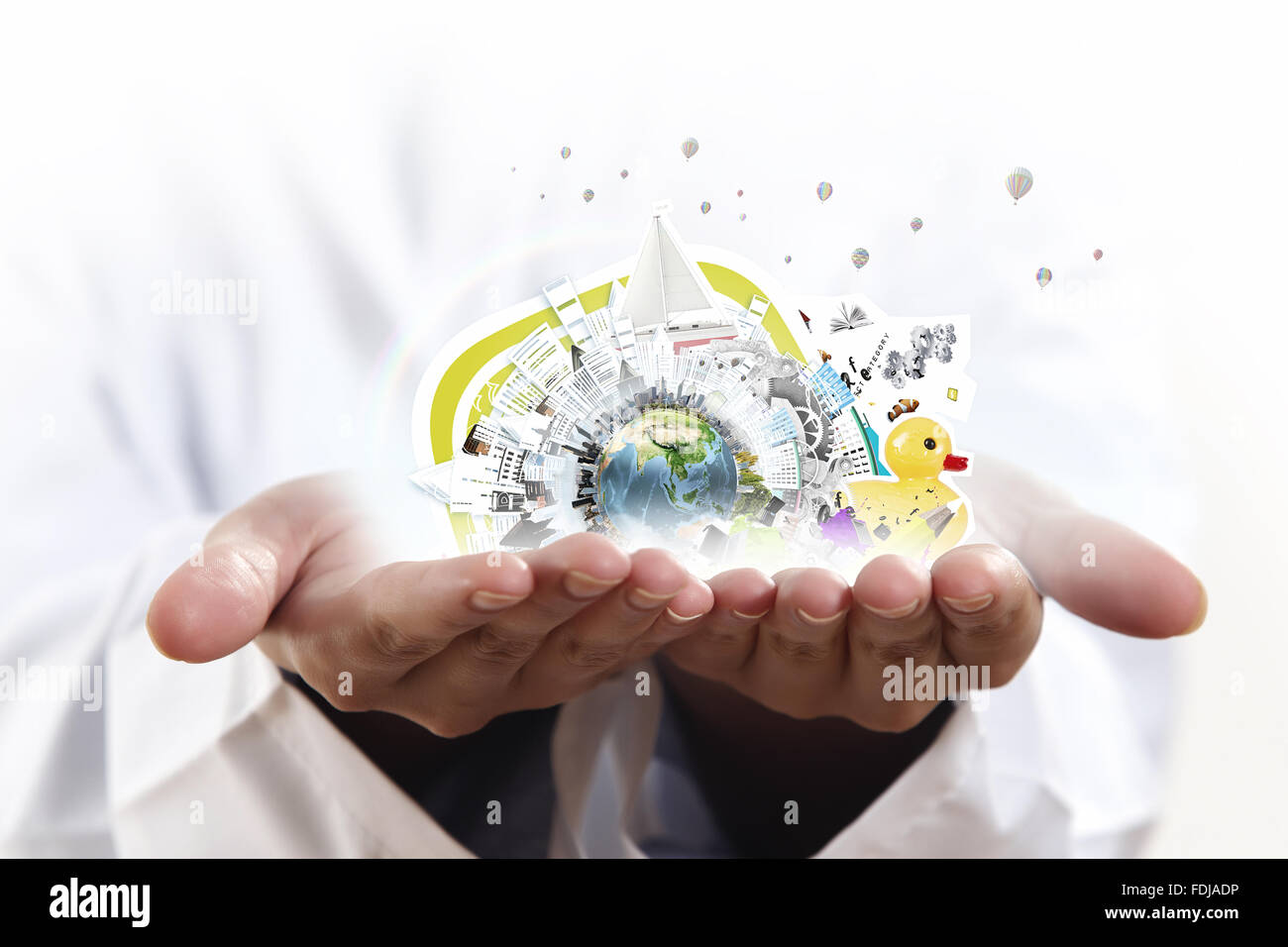 Male hands holding world concept in palms. Elements of this image are ...