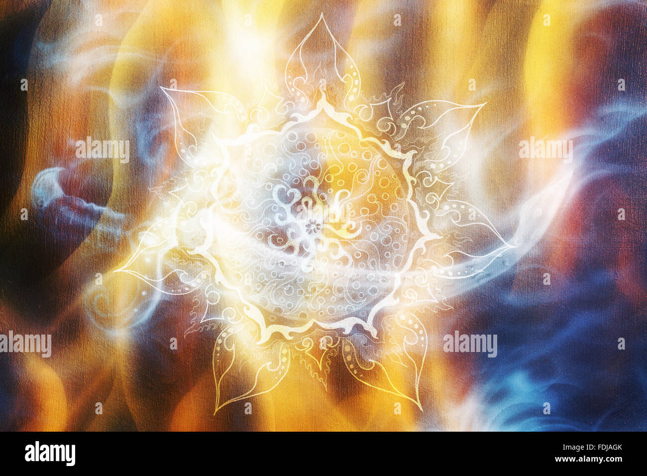Ornamental Sword in fire and ornamental mandala, Original painting and ...