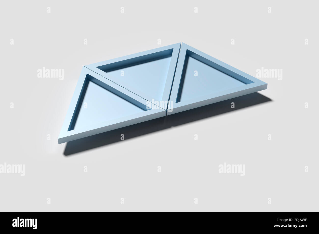 3d rendering of three triangles casting shadow on white surface Stock ...