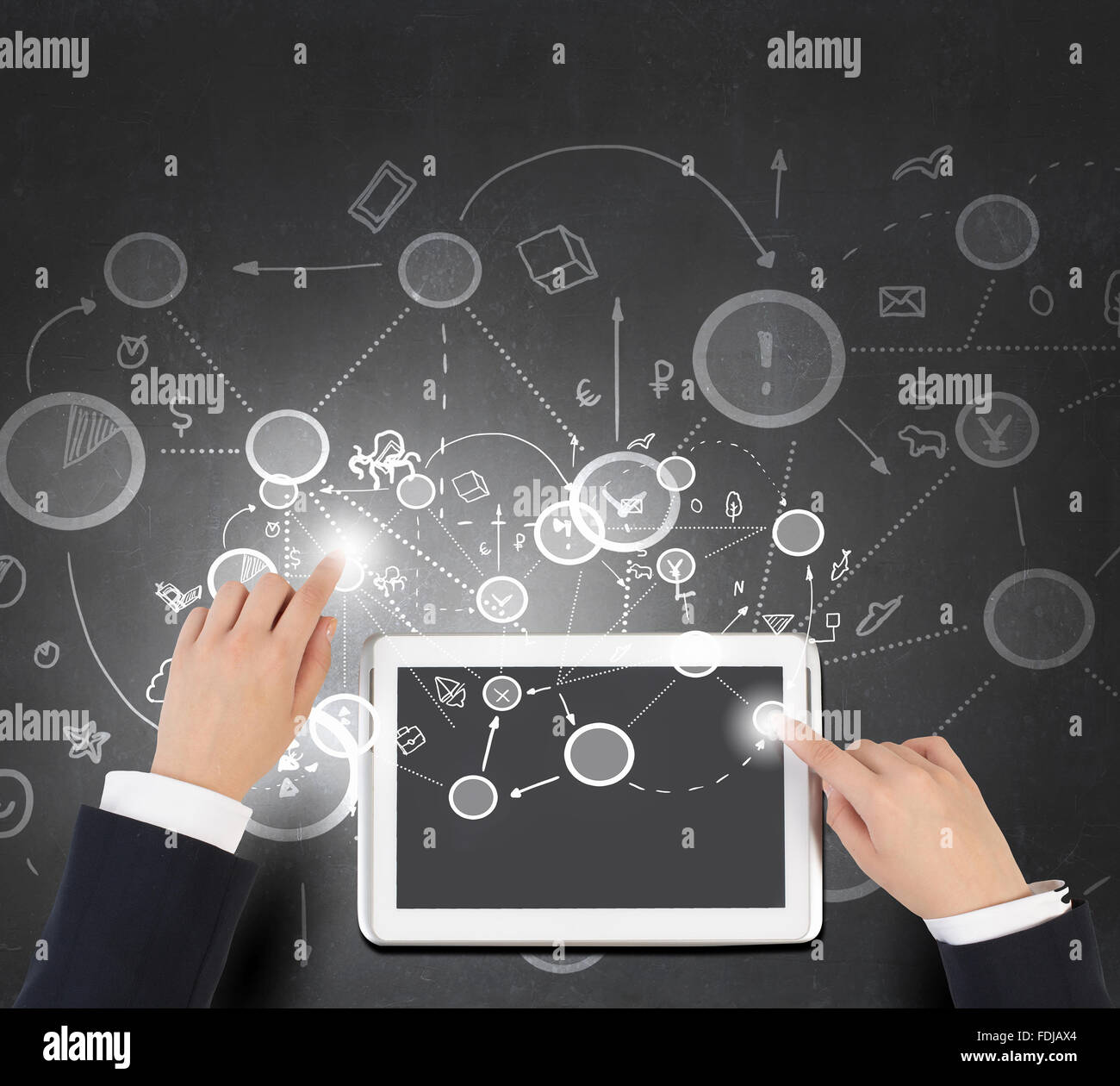 Hands of businessman using tablet representing connection concept Stock ...