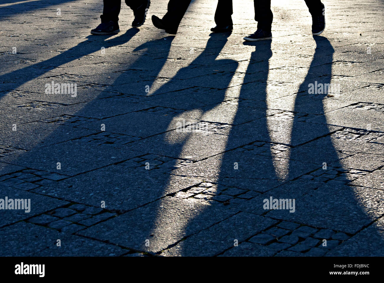 Shadows of people walking on pavement Stock Photo - Alamy