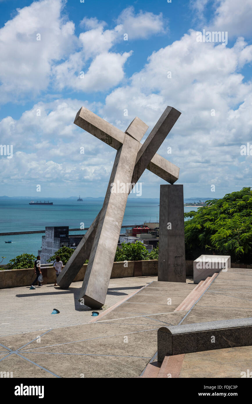 Cruz Caida or Fallen Cross, sculpture by Mário Cravo,1999, representing ...