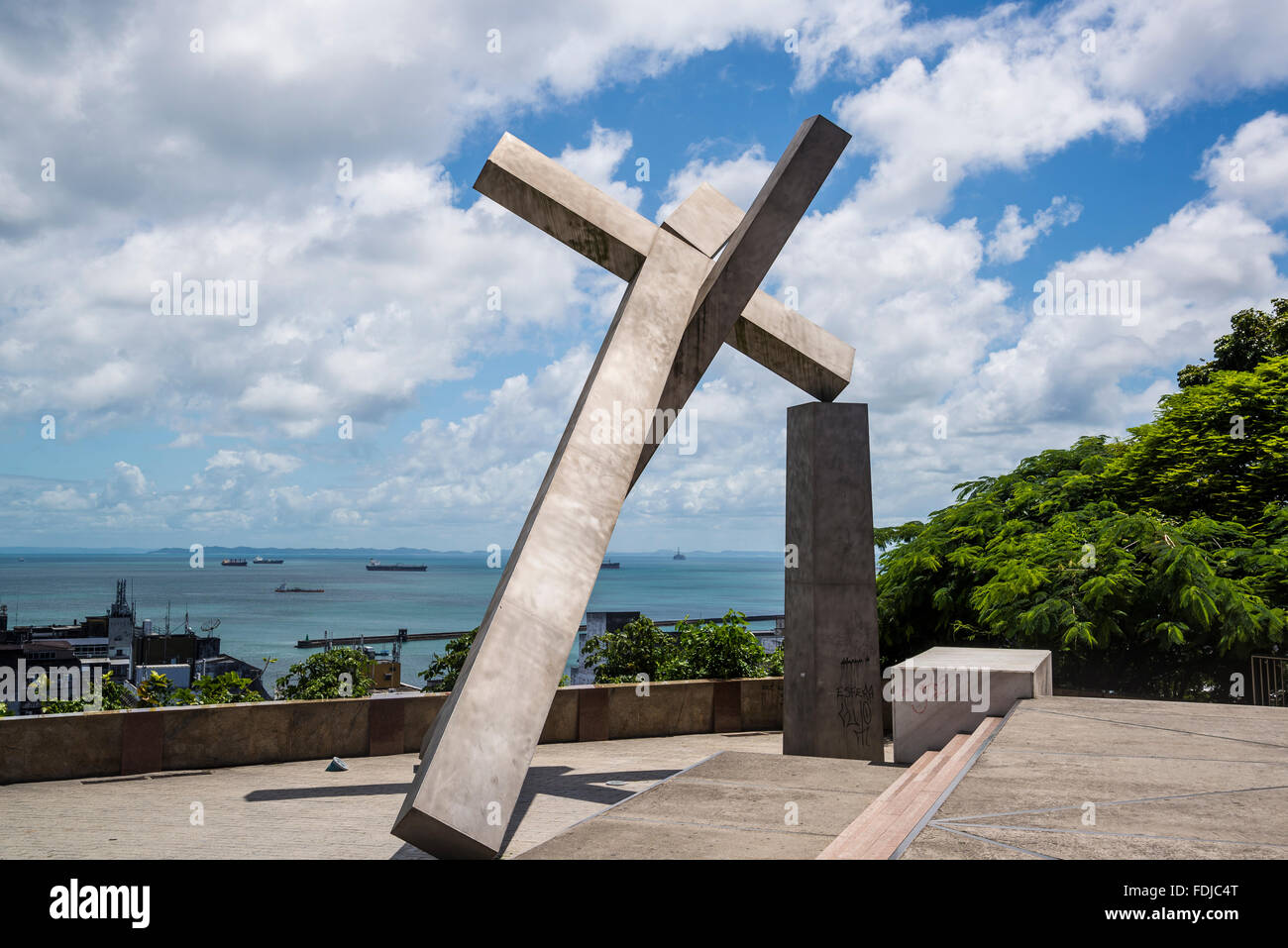 Cruz Caida or Fallen Cross, sculpture by Mário Cravo,1999, representing ...