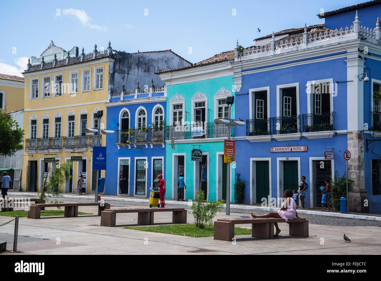 Portuguese colonial architecture, Praca de Se, Salvador, Bahia, Brazil ...