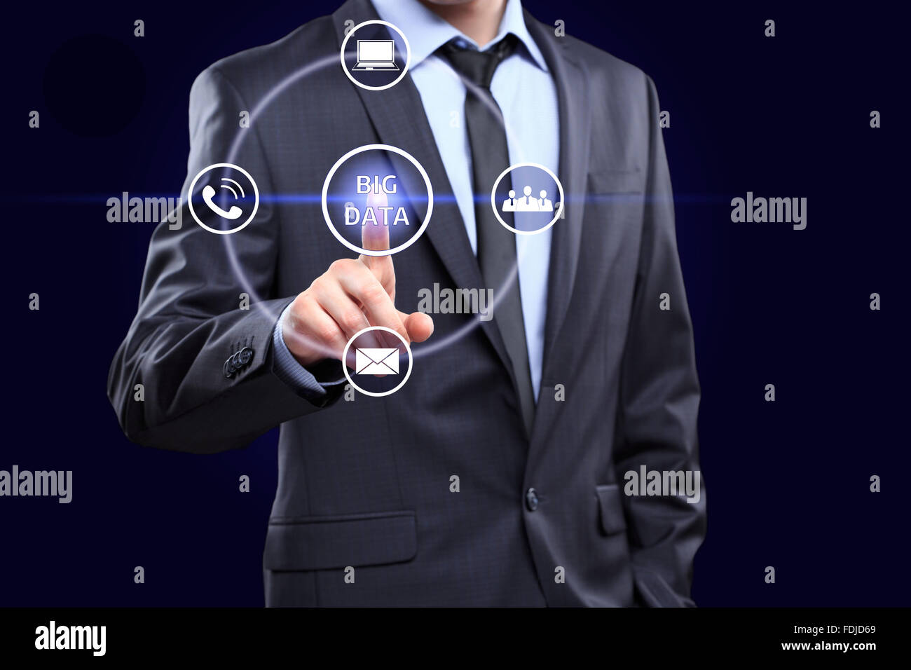 Analyst click on button with text data mining Stock Photo - Alamy
