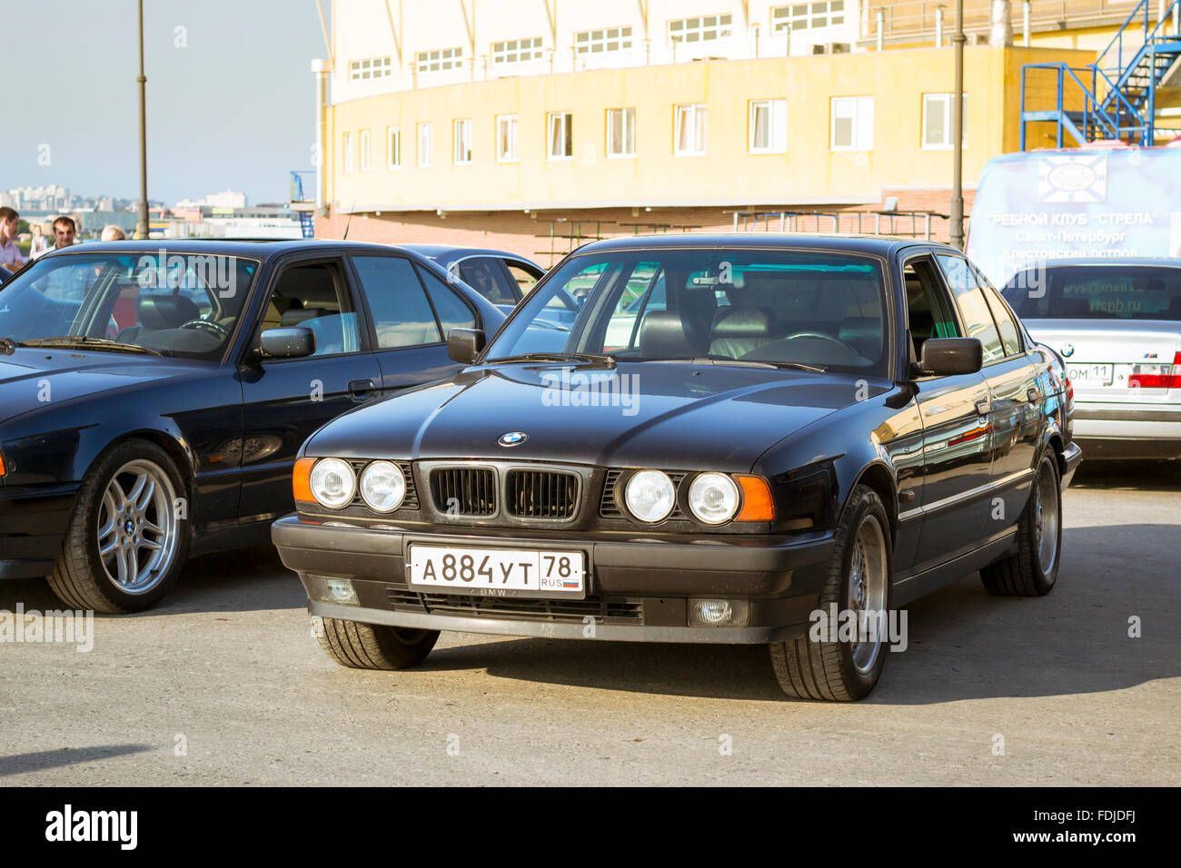 SAINT-PETERSBURG, RUSSIA - AUGUST 3, 2013: Old-car BMW 5-series e34 at ...