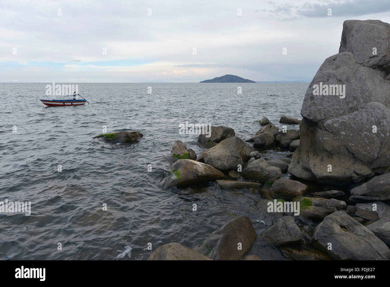 Amantani Island in Titicaca lake, Peru Stock Photo - Alamy