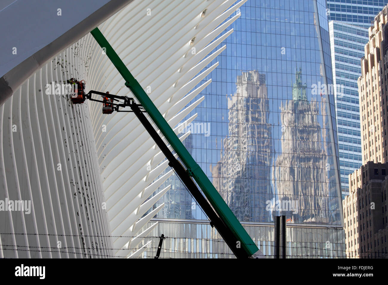 New York City, USA, construction work on the WTC Transportation Hub ...