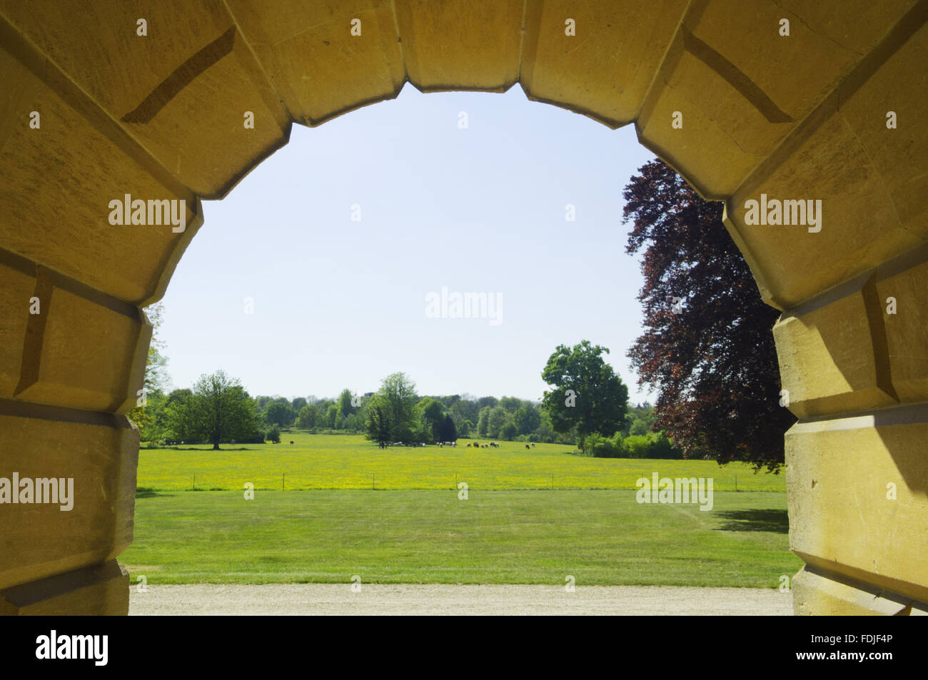 View from one of the rusticated arches of the basement, under the ...