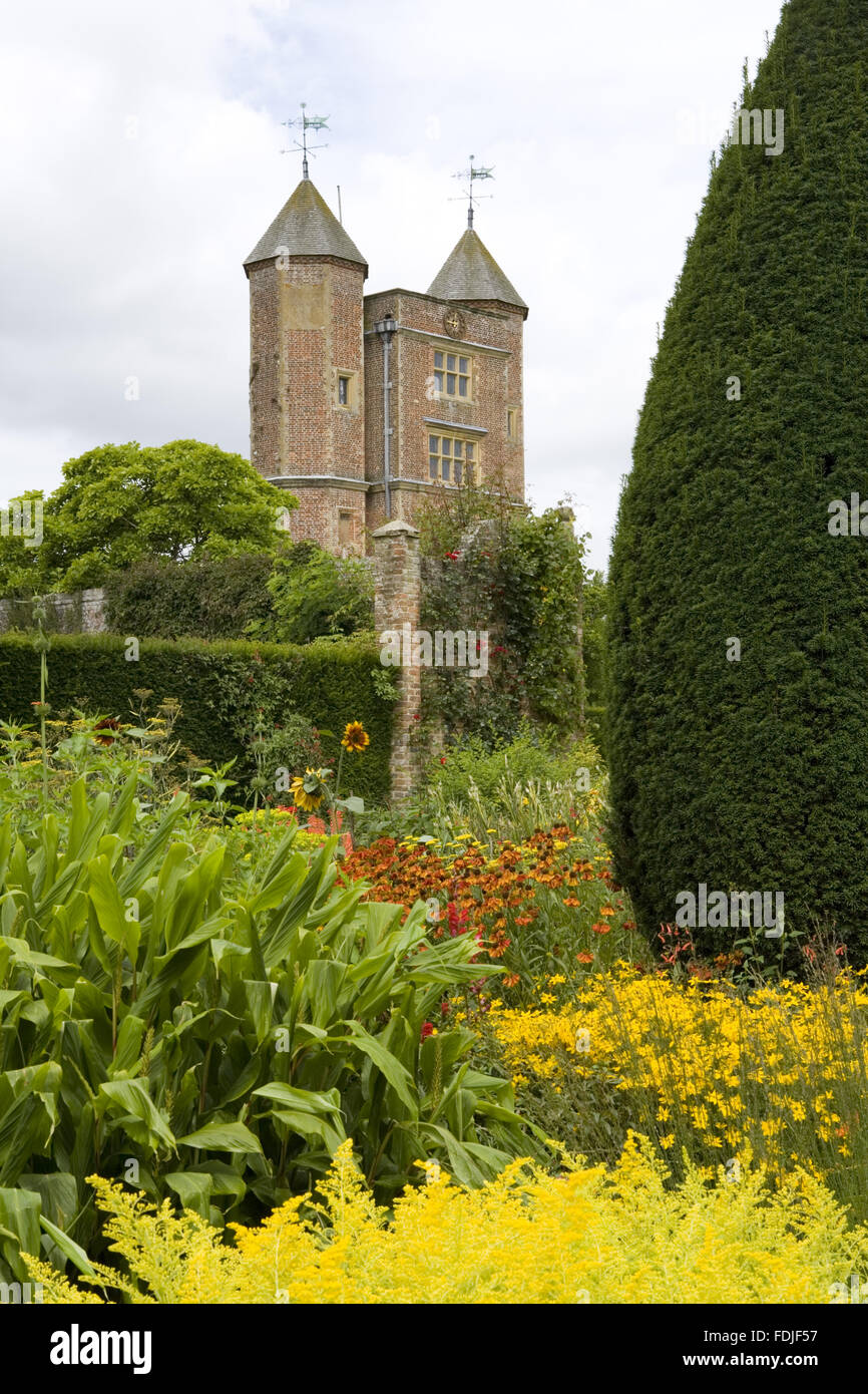 The Elizabethan Tower seen from the Cottage Garden at Sissinghurst ...