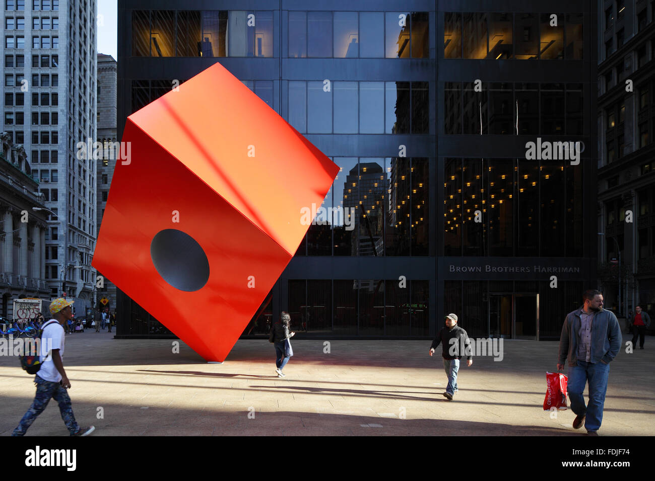 New York City, USA, artwork Red Cube Stock Photo - Alamy