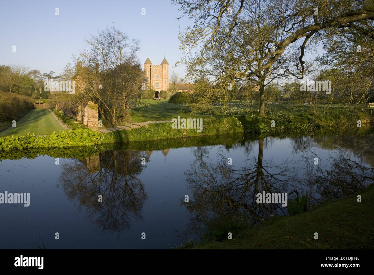 View over the moat, with the Moat Walk to the left of the image, and ...