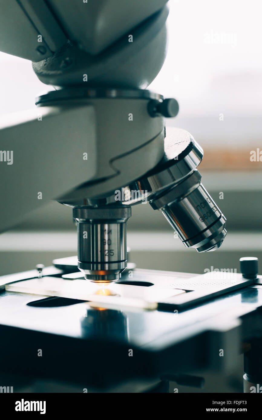 Microscope in Laboratory Stock Photo - Alamy